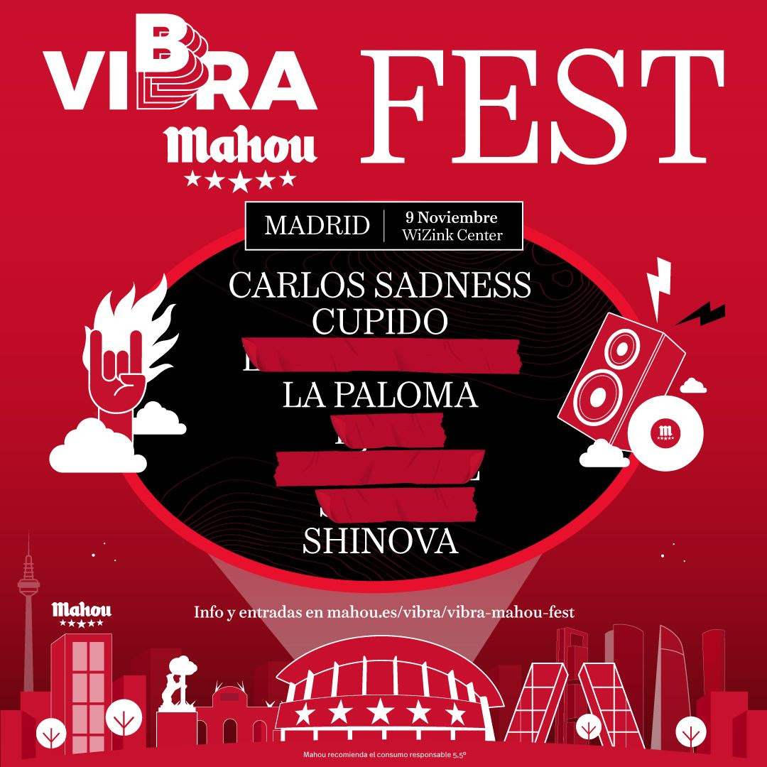 Shinova y La Paloma se unen al Vibra Mahou Fest el 9 de noviembre en el Wizink Center ...